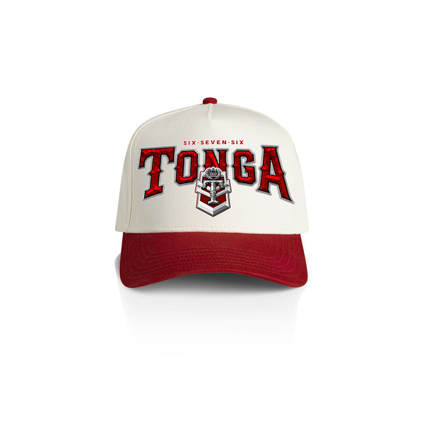 Tonga Team Arch A-Frame Cap - 2TONE RED-WHITE – Custom Teez NZ