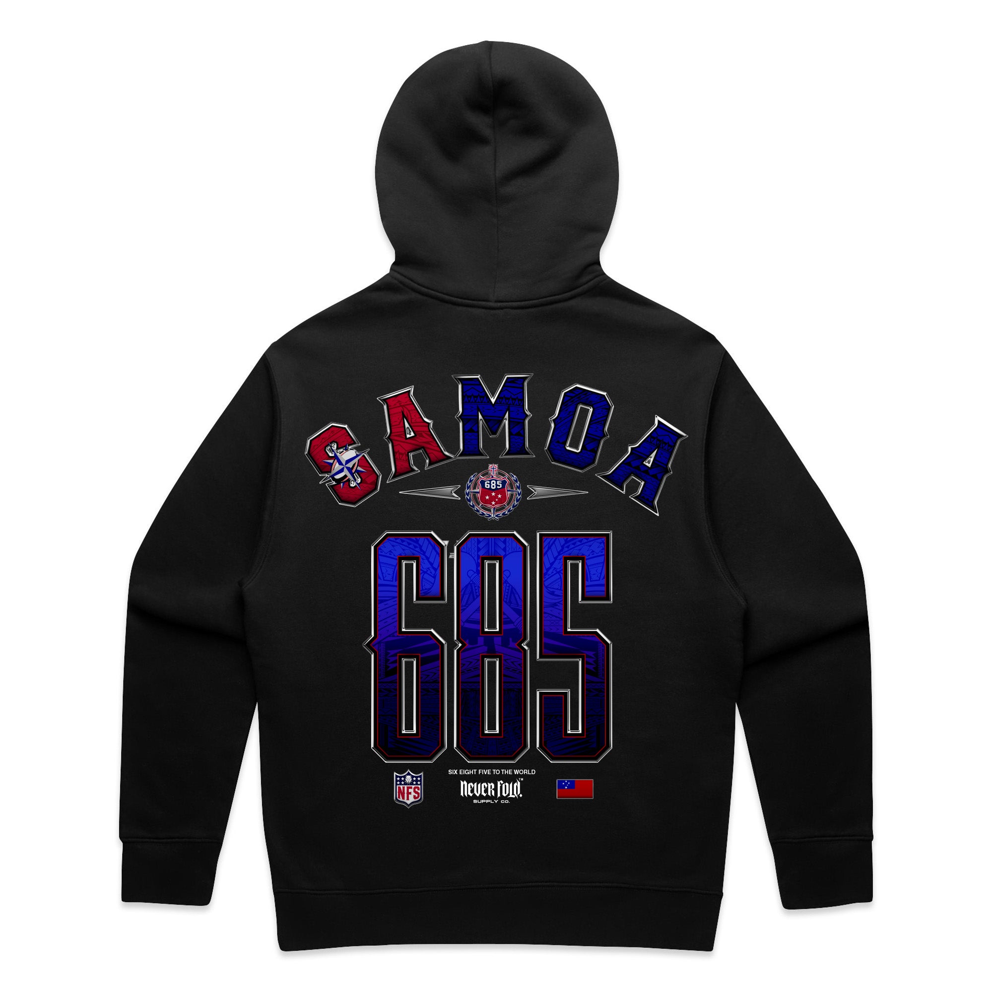 Samoa 685 League Relax Plus Size Hoodie - Black – Custom Teez NZ